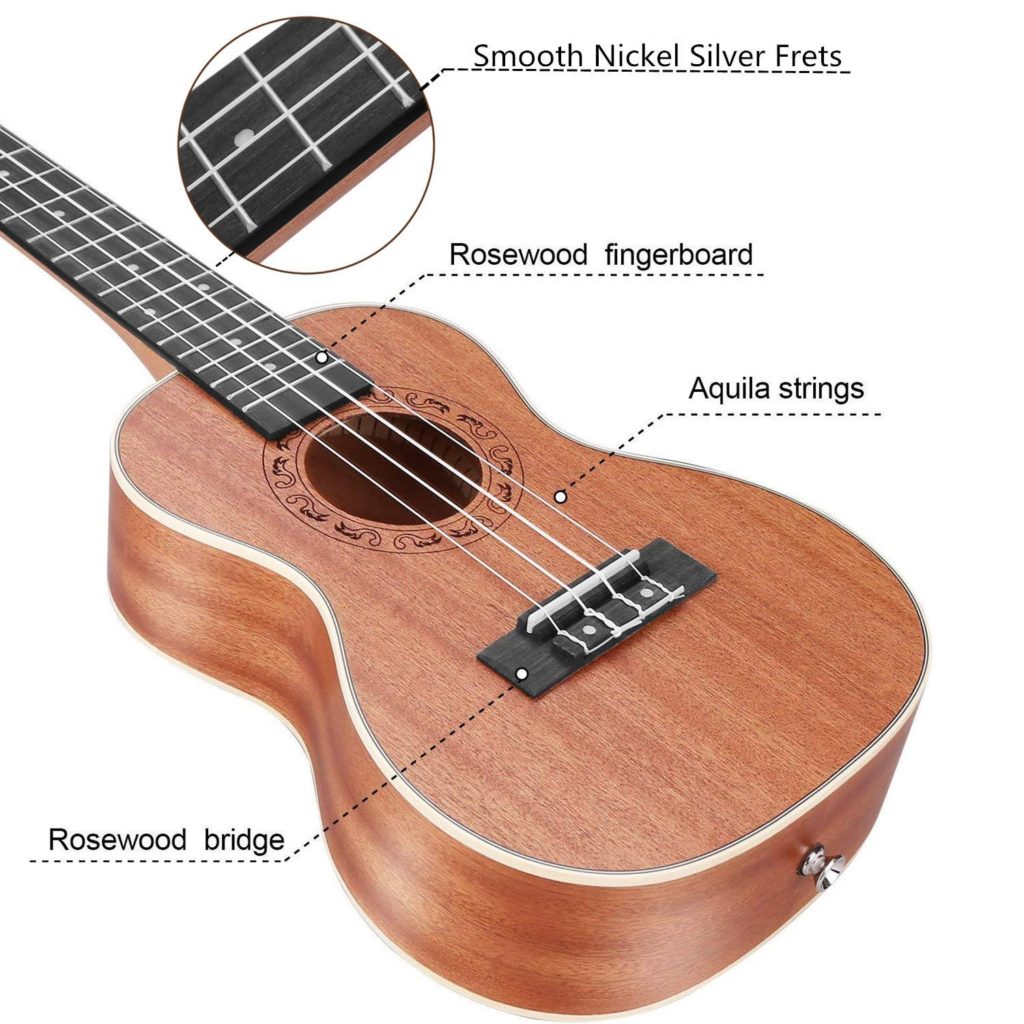 Ukelele Left Handed Concert Ukulele for Beginner [23 inch]