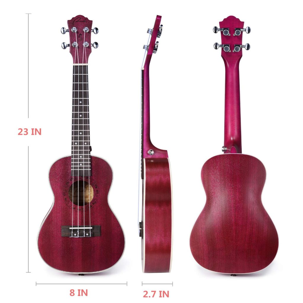 Concert Ukulele with Padded Gig Bag Ukelele - Pitaya Red