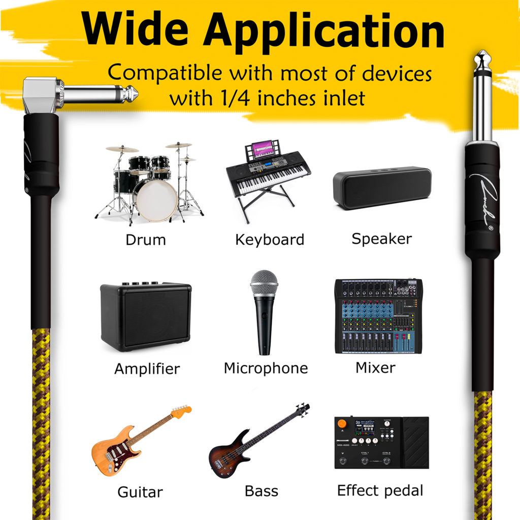 Guitar Cable - Ranch 20 Ft Straight To Right 1/4 Inch Cable