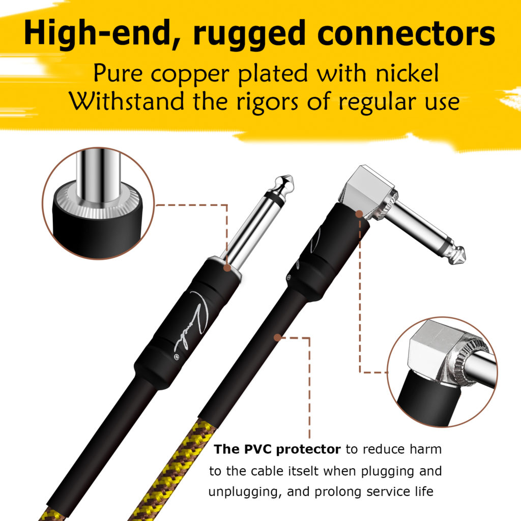 Guitar Cable - Ranch 20 Ft Straight To Right 1/4 Inch Cable