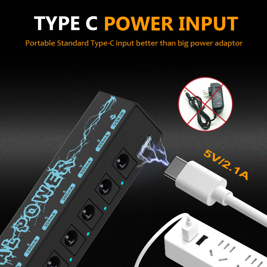 Ranch Guitar Pedal Power Supply with 8 Isolated DC Outputs for 9V ...