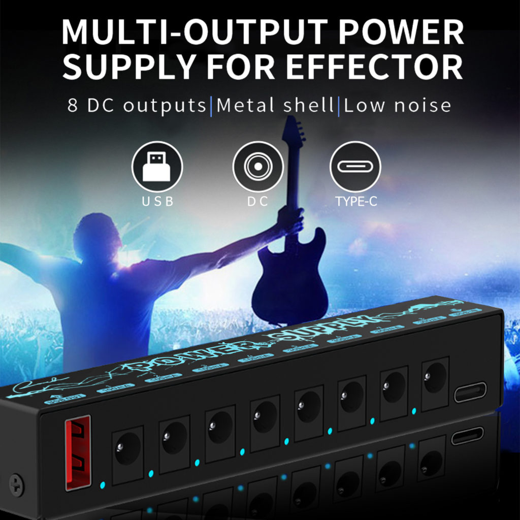 Ranch Guitar Pedal Power Supply with 8 Isolated DC Outputs for 9V ...